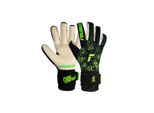4060485350621 - Torwarthandschuhe REUSCH Pure Contact Gold Damen Gr 105 schwarz (schwarz grün) 53% Elastodien 40% Polyester 5% Polyamid 2% Baumwolle mehrfarbig Handschuhe mit Innennaht Schnitt und Grip Gold Belag