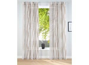 6944185403918 - Gardine MY HOME Dimona Gr 3 beige (creme schoko) B140cm H225cm Voile Polyester Gardinen 2-er Set transparent Voile Polyester Wellen
