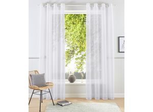 6941446605937 - Gardine MY HOME XANA mit Ösen Kräuselband oder Schlaufen Gr 1 weiß B140cm H145cm Voile Polyester Gardinen Bestseller einfarbig 1 bzw 2 Schals pflegeleicht Schal