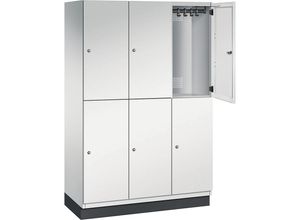 4059369446833 - CAMBIO Fächerschrank mit Garderobenstange 6 Fächer Korpus lichtgrau   Tür lichtgrau Breite 1200 mm