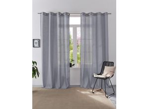 4068222337393 - Vorhang Linsdorf Gr 1 grau B140cm H160cm Polyester HOME AFFAIRE COLLECTION Gardinen Leinenstruktur halbtransparent Topseller