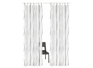 6920192997398 - Gardine MY HOME DIMONA Gardinen Gr 145 cm Schlaufen 140 cm weiß (weiß silbergrau) Schlaufen Gardine 2-er Set transparent Voile Polyester