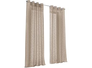 4016478991586 - Vorhang KUTTI Celtic Gr 2 grau (taupe) B140cm H175cm Polyester Gardinen Gardine halbtransparent Leinenoptik Effektgarn