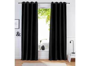 4068223563821 - Verdunkelungsvorhang BRUNO BANANI Bela Gr 1 grau (anthrazit) B130cm H145cm Polyester Gardinen blickdicht meliert verschiedene Größen