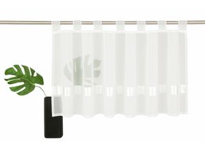 6930325418560 - Scheibengardine MY HOME EBY Gr 1 weiß B90cm H30cm Voile Polyester Gardinen Fertiggardine mit einseitig aufgenähtem Satinband Querstreifen