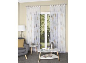 4056751437486 - Vorhang HOME WOHNIDEEN PAOLO Gr 4 gelb B140cm H245cm Voile Polyester Gardinen Schlaufenschal bedruckt