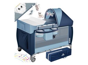 4260692715064 - KIDIZ® Babybett 3 in 1 Reisebett Kombi Set Baby Bett mit Wickelauflage Moskitonetz Laufstall Baby ab Geburt bis 15 kg luftige Seitenwände mit Seiteneingang Tragetasche zusammenklappbar
