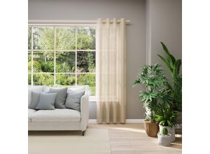 4006470566707 - Vorhang nach Maß NEUTEX FOR YOU EVA beige (hellbeige) B250cm H100cm Obermaterial 100% Polyester Gardinen nach Maß Uni-Voile mit elegantem Glanz