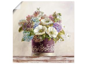 4055327728515 - Wandbild ARTLAND Anemonen in Auberginer Hutschachtel Bilder Gr B H 30 cm x 30 cm Poster Blumen quadratisch 1 St lila Bild Leinwandbild Kunstdrucke Bilder als Leinwandbild Wandaufkleber oder Poster in versch Größen