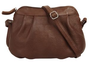 4260543039110 - Umhängetasche X-ZONE Damen Gr B H T 26cm x 18cm x 5cm onesize braun (cognac) Leder leicht glänzend unifarben Taschen echt Leder