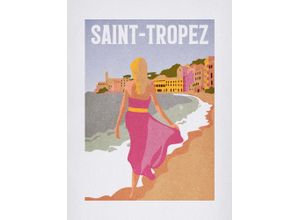 4055065176685 - Wandbild »Vintage Travel Saint-Tropez« (1 St) Deutsches Premium-Poster Fotopapier mit seidenmatter Oberfläche und hoher Lichtbeständigkeit Für fotorealistische Drucke mit gestochen scharfen Details und hervorragender Farbbrillanz