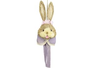4019844799823 - Dekofigur IGEA Tierfigur Bast-Hasenkopf Hase Osterhasen Deko Ostern Osterdeko Dekofiguren Gr B H 21 cm x 80 cm lila (violett) Weihnachtsengel Weihnachtsfiguren Türdeko Wanddeko Osterfigur Frühlingsdeko Dekohase Skulptur Frühling