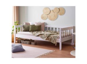 4010340400602 - Tagesbett 90x200 cm in Kiefer Massivholz weiss lackiert inkl Lattenrost