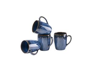 9001794932660 - Becher GIPFELSTÜCK Eisfall Trinkgefäße Gr 275 ml 4 tlg blau (blau braun schwarz) Scandi-Style Reaktivglasur jedes Stück ein Unikat 4-teilig