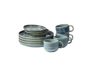 9001794898867 - Kaffeeservice GIPFELSTÜCK Tiefer See Geschirr-Sets Gr 12 tlg bunt (grün blau) Geschirr-Sets für 4 Personen Scandi-Style jedes Stück ein Unikat 12 Teile
