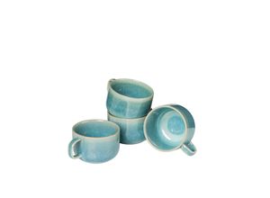 9001794894524 - Tasse GIPFELSTÜCK Tiefer See Trinkgefäße Gr 220 ml 4 tlg bunt (grün blau) Kaffeetasse Scandi-Style Reaktivglasur jedes Stück ein Unikat 4-teilig