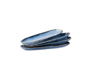 9001794959643 - Servierplatte GIPFELSTÜCK Wilde Schlucht Servierplatten Gr B L 11 cm x 34 cm blau (blau braun weiß) Servierplatten Scandi-Style glänzende Reaktivglasur jedes Stück ein Unikat
