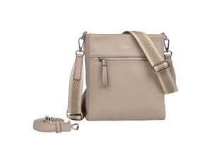 4255619923349 - Umhängetasche GABOR Silena Damen Gr B H T 25cm x 24cm x 45cm grau (taupe) Polyurethan clean gepflegt geprägtes Muster unifarben Taschen hochwertig gewebte Gurtband und ein filigranes Logo