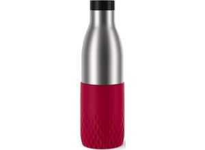 4009049546193 - Trinkflasche Bludrop Sleeve rot (dunkelrot) H26cm Edelstahl Silikon Trinkflaschen Edelstahl Silikon Quick-Press 12h warm 24h kühl