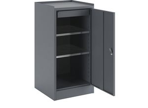 8697653670531 - eurokraft basic Werkzeugschrank mit 1 Schublade 2 Fachböden Höhenverstellraster 25 mm blaugrau RAL 7031
