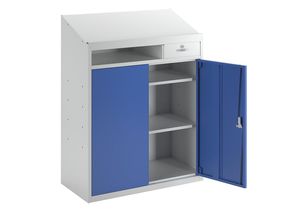 8697653676151 - eurokraft basic Werkzeugschrank mit Schreibpult HxBxT 1220 x 915 x 457 mm lichtgrau   enzianblau ab 3 Stk