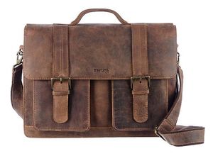 4036266290400 - Aktentasche GREENLAND NATURE Montenegro Damen Gr B H T 40cm x 29cm x 13cm braun (dunkelbraun) Rindsleder unifarben vintage Taschen aus Rindsleder im Vintage Look