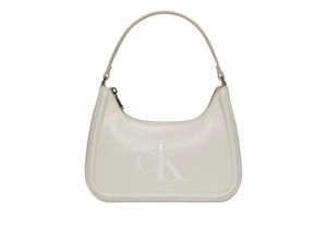 8721187018245 - Schultertasche CALVIN KLEIN RAISED CK SMALL SHOULDER BAG Damen Gr B H T 26cm x 14cm x 5cm weiß (lily weiß) Lederimitat unifarben Taschen Henkeltasche Damen-Handtasche Umhängetasche mit CK-Logo
