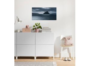 4055065031830 - Leinwandbild Keilrahmenbild - Silver Sea - Größe 60 x 30 cm Baum Berge Blumen Blätter Foto Jahreszeiten Landschaft Meer Natur Palmen Strand (Packung 1 St) 60x30 cm (Breite x Höhe) Keilrahmenbild blau|weiß