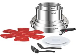 3168430345591 - Topf-Set TEFAL Ingenio Emotion grau (edelstahl) Töpfe Premium Edelstahl abnehmbarer Griff platzsparend stapelbar