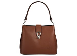 4262427392991 - Umhängetasche CLUTY Damen Gr B H T 25cm x 21cm x 13cm onesize braun (cognac) Leder leicht glänzend unifarben Taschen echt Leder Made in Italy