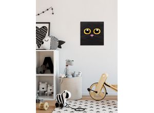 4055065030406 - Leinwandbild KOMAR Black Cat - Größe 30 x 30 cm schwarz (farbe bild(er) schwarz gelb) B30cm Holz Papier Bilder Keilrahmenbild mi Echtholzrahmen