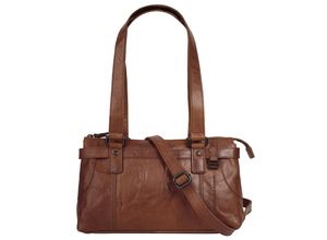 8718749082295 - Henkeltasche SPIKES & SPARROW Damen Gr B H T 31cm x 17cm x 9cm onesize braun (cognac) Leder vintage Taschen echt Leder