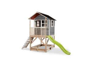 8720088268889 - Holz Kinder Spielhaus Loft 500 inkl Rutsche grau - Exit