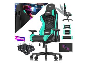 4255598339131 - KESSER® Gaming Stuhl Ergonomisch Bürostuhl mit Kopfstütze & Lendenkissen Racing Gamer Stuhl 150kg belastbar Armlehne 360° Drehbarer Schreibtischstuhl Gaming Chair + Gummi-Rollen