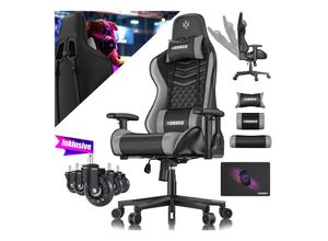 4255598339117 - KESSER® Gaming Stuhl Ergonomisch Bürostuhl mit Kopfstütze & Lendenkissen Racing Gamer Stuhl 150kg belastbar Armlehne 360° Drehbarer Schreibtischstuhl Gaming Chair + Gummi-Rollen