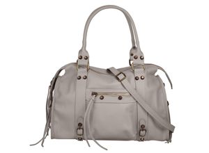 4262427392687 - Shopper FORTY Damen Gr B H T 38cm x 25cm x 14cm onesize grau Leder leicht glänzend unifarben Taschen echt Leder Made in Italy