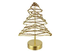 4019844807870 - LED-Dekofigur IGEA LED-Dekoobjekt Baum gold B20cm H28cm Metall Dekofiguren Tannenbaum Metall Gold warmweiß Timer Batteriebetrieb Weihnachtsdeko