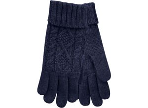 4042663501421 - Strickhandschuhe CAPELLI NEW YORK Damen blau (navy) Strick Materialmix Zopfmuster unifarben Handschuhe elegantes Zopfstrickmuster Umschlag am Bündchen Wollanteil