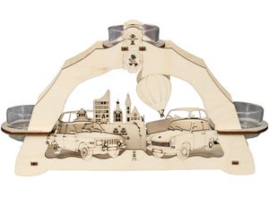 4260649067277 - Teelichthalter SAICO ORIGINAL Trabant und Wartburg natur B23cm H13cm T65cm Holz teilmassiv Kerzenhalter BxHxT 23x13x65 cm