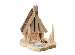 4260649060131 - Räuchermännchen SAICO ORIGINAL Räucherhaus Finnhütte für 1 Teelicht natur H20cm L17cm T17cm Holz Räucherdeko BxHxT 17x20x17 cm