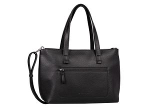 4255619913203 - Shopper TOM TAILOR Elis Damen Gr B H T 35cm x 22cm x 13cm schwarz Polyurethan clean gepflegt geprägtes Muster unifarben Taschen aus weich gekörntem Lederimitat auffällige Ziernaht und feinem Logo
