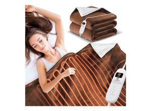 4255598312462 - KESSER® Heizdecke mit Abschaltautomatik Doppelseitig Elektrische Wärmedecke Kuscheldecke Bett Sofa 9 Temperaturstufen waschbar bis 40°C mit Timer Digitalanzeige