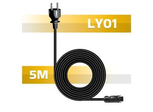 4255656234347 - 5m Anschlusskabel für DEYE Mikro Wechselrichter mit LUYI LY01 Buchse zu Steckdose für Solaranlage Balkonkraftwerk Mini PV-Anlage Photovoltaikanlage