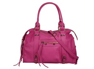 4262427392717 - Shopper FORTY Damen Gr B H T 38cm x 25cm x 14cm onesize pink Leder leicht glänzend unifarben Taschen echt Leder Made in Italy