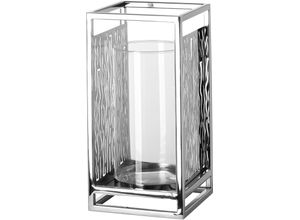 4042911462290 - Windlicht FINK Kerzenhalter NICOSA silber (silberfarben) Kerzenhalter B H T 16cm x 31cm x 16cm Edelstahl Glas aus Edelstahl und Glas mit ausgestanzten Cut-Outs B16cm H31cm T16cm