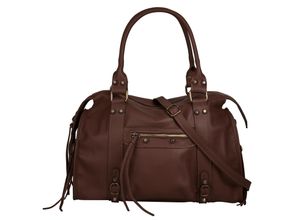 4262427392670 - Shopper FORTY Damen Gr B H T 38cm x 25cm x 14cm onesize braun Leder leicht glänzend unifarben Taschen echt Leder Made in Italy