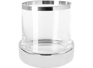 4042911463334 - Windlicht FINK EMPIRE Kerzenhalter Dekoglas elegantes Design silber (silberfarben) H16cm Ø175cm Eisen Glas Kerzenhalter in hochwertiger Qualität mit Platinumauflage und mundgbelasenem Glas
