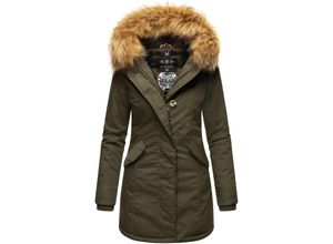 4059072344129 - NAVAHOO Damen Designer Langer Wintermantel Parka mit Kunstfell-Kapuze Kin-Joo