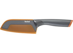 3168430256507 - Santokumesser TEFAL Fresh Kitchen grau orange Klingenlänge 12cm Edelstahl Kunststoff Kochmesser 12 cm Klingen aus rostfreiem Stahl Titan-Versiegelung Klingenschutz