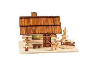 4260332219341 - Räuchermännchen SAICO ORIGINAL Räucherhaus Garten-Blockhaus natur H105cm L18cm T13cm Holz Räucherdeko BxHxT 18x105x13cm